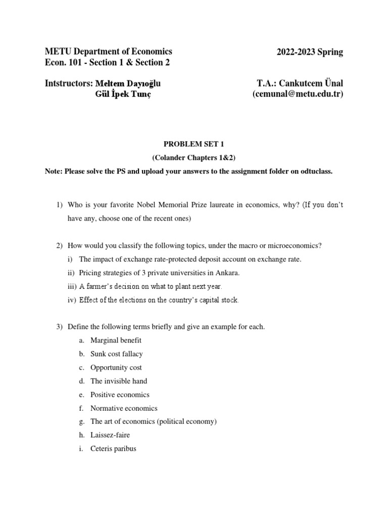 PS1 Questions | PDF | Economics | Microeconomics