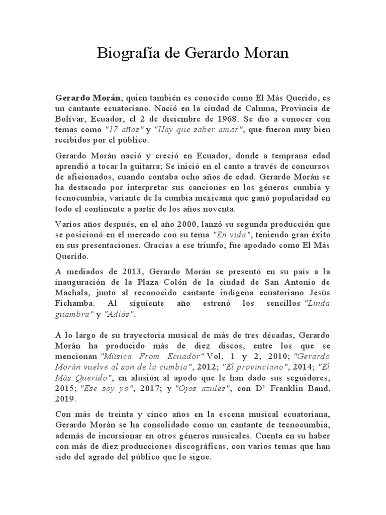 Biografía de Gerardo Moran | PDF