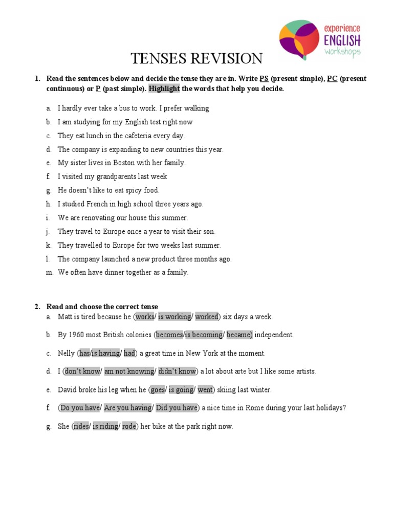 Mixed Tenses Revision | PDF