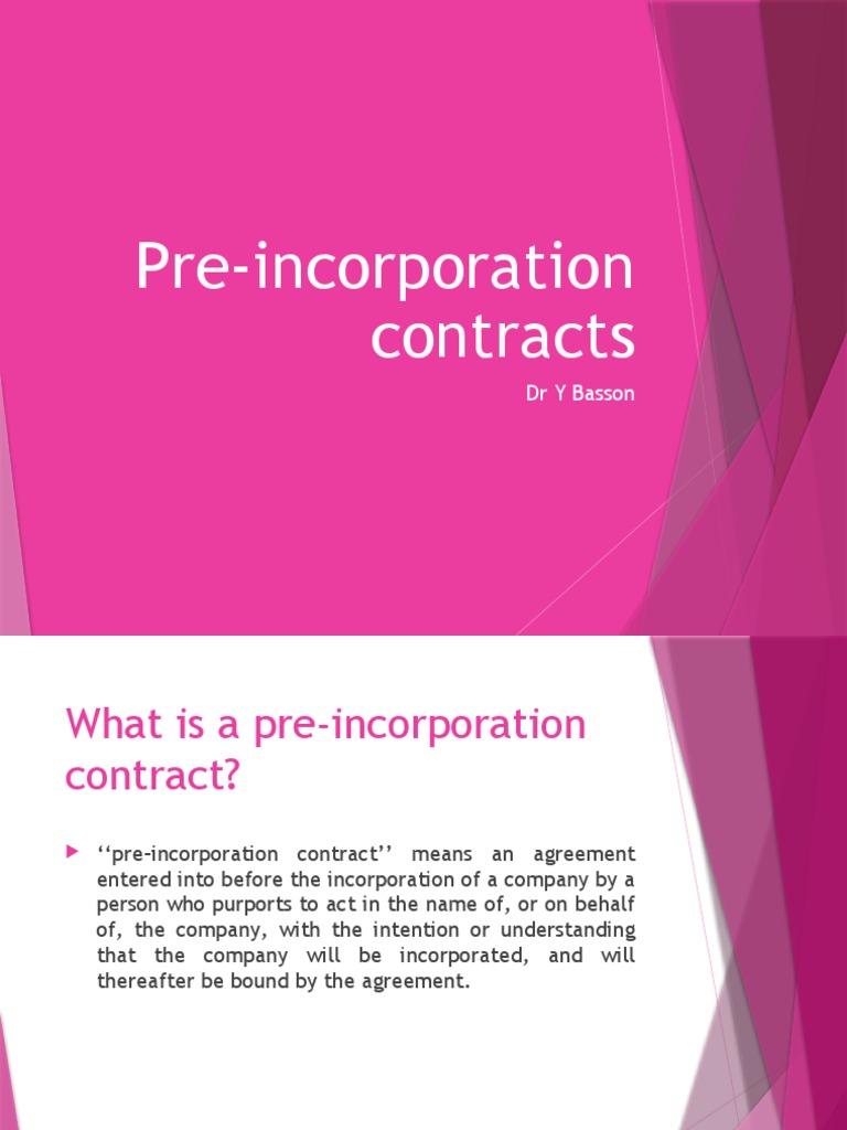 Pre Incorporation Contracts | PDF