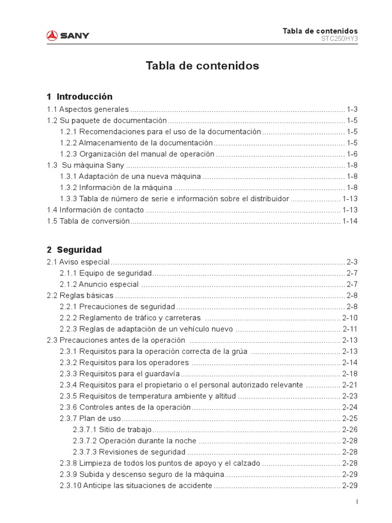 Manual de Fabricante SANY STC 250 | PDF