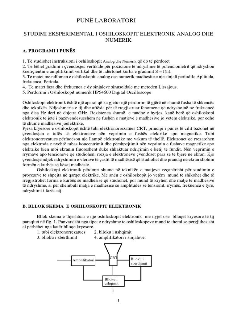 LAB 2 Oshiloskopi - Procedura e Punes | PDF