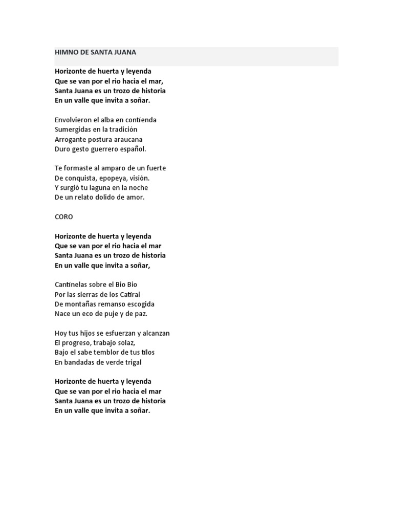 Himno Santa Juana | PDF