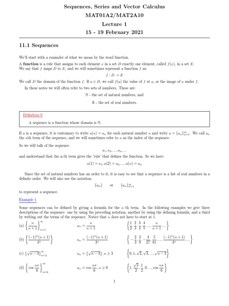 Mat2a10lecture1 Sequence Pdf Function Mathematics Sequence 