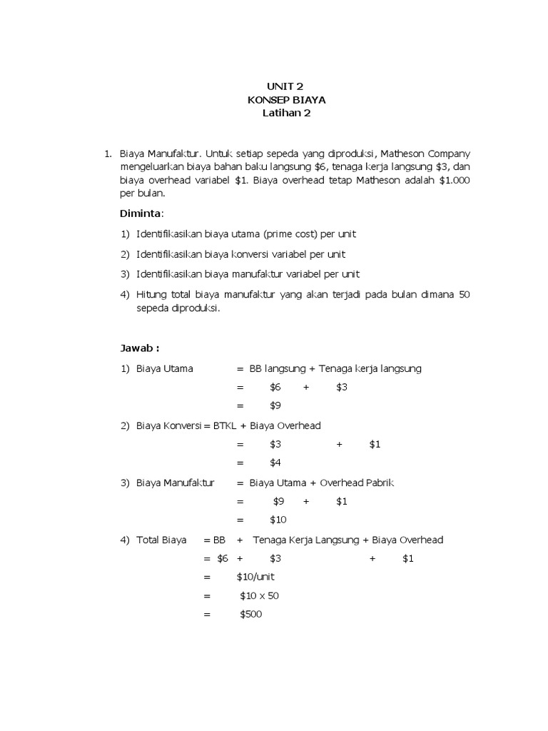 Biaya Utama dan Konversi dalam Manufaktur | PDF