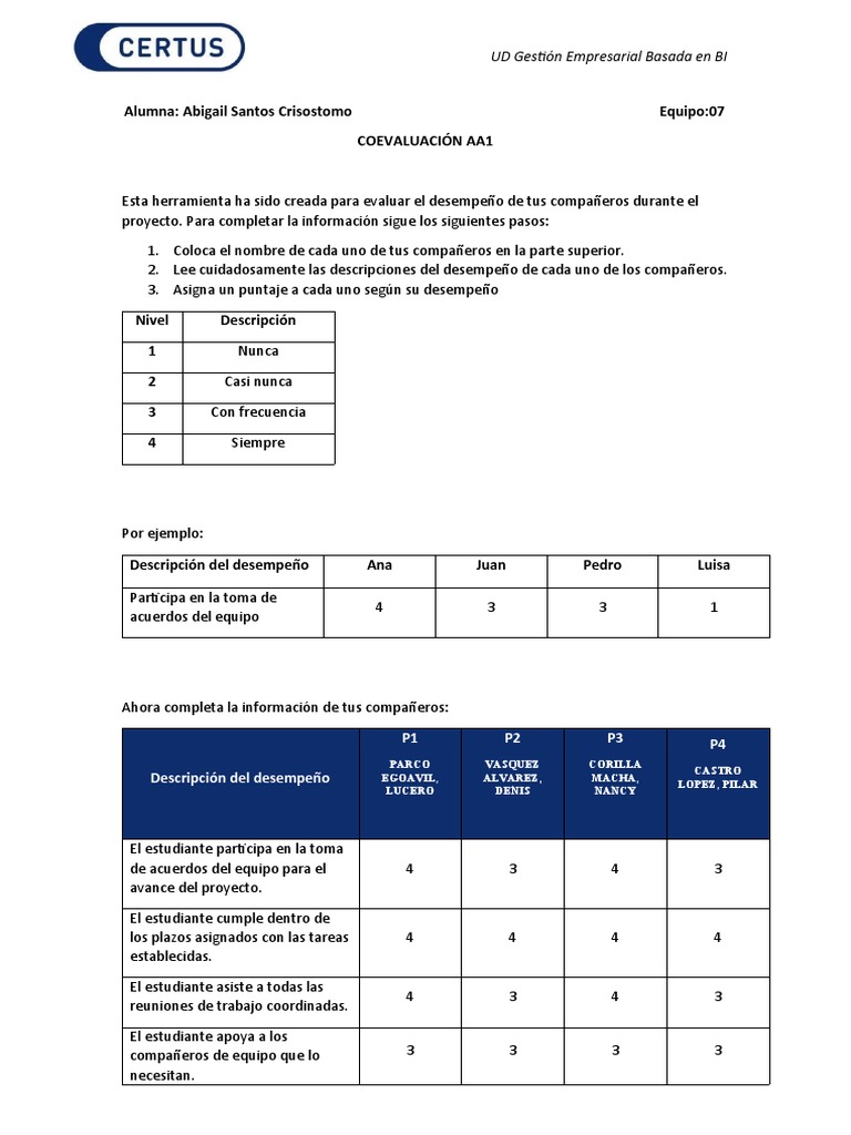 CoEvaluación AA01 | PDF