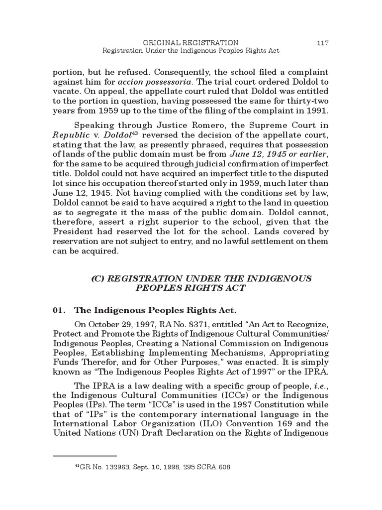 Registration of Indigenous Peoples' Ancestral Land Rights Under the ...