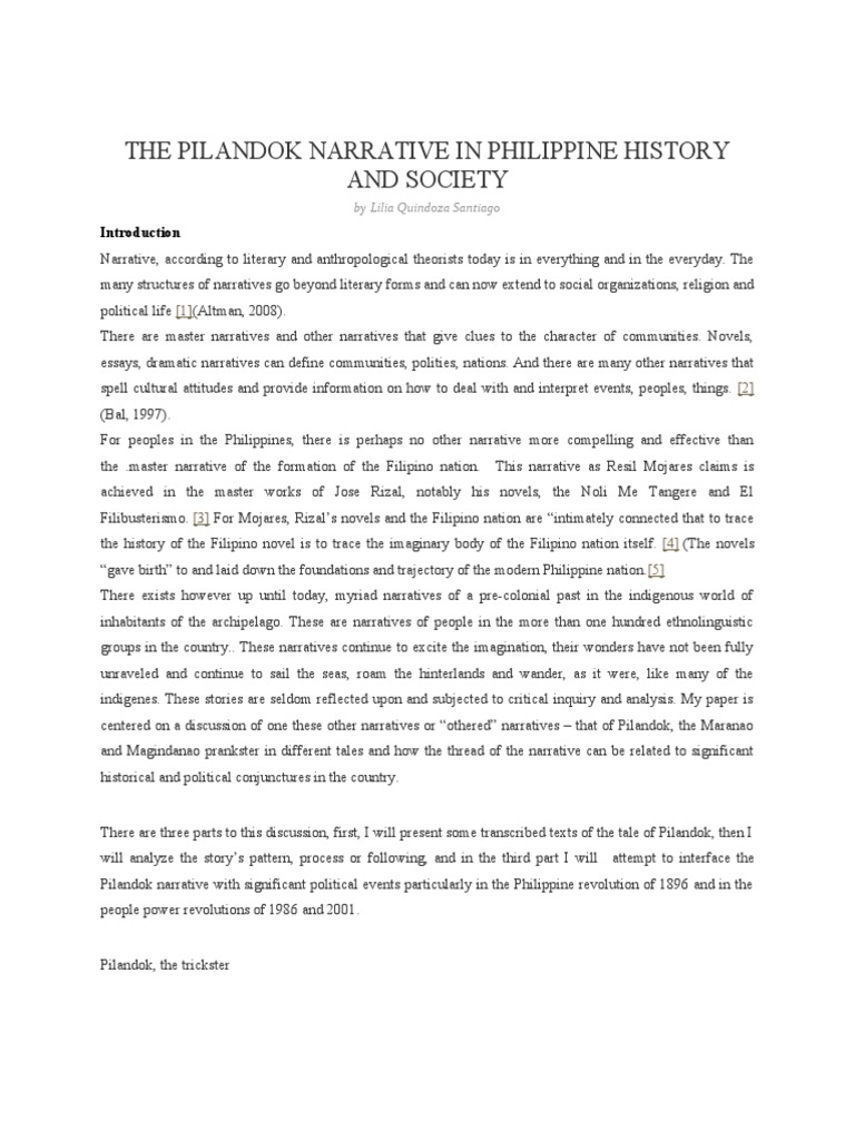 The Pilandok Narrative in Philippine History and | PDF | Philippines