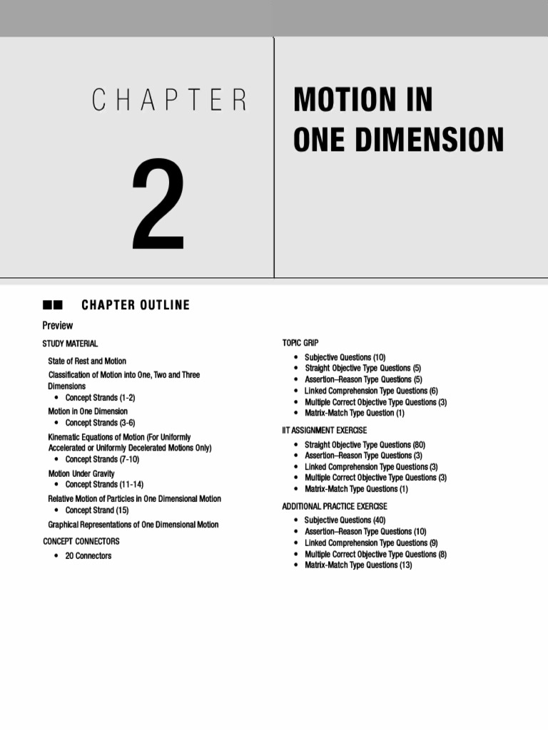 IIT Mains Physics Motion in One Dimension Base | PDF | Acceleration ...