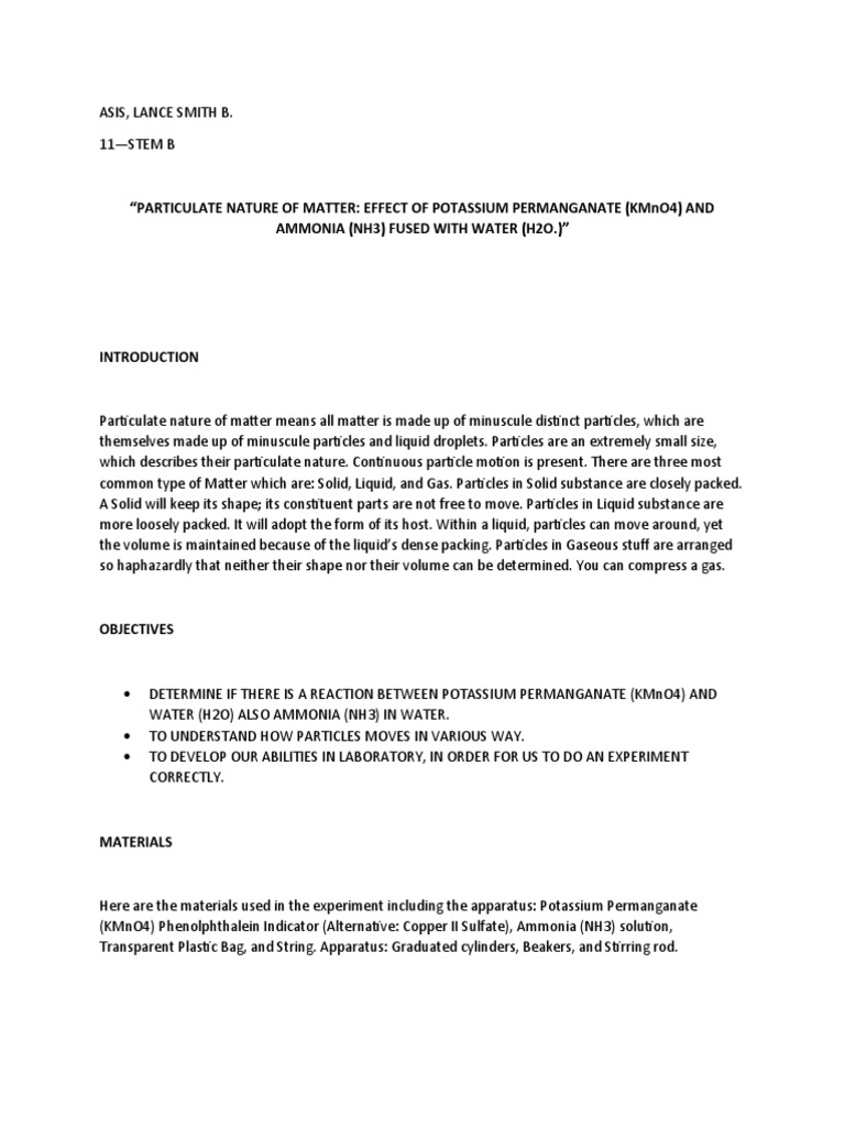 Understanding the Particulate Nature of Matter Through Observations of ...