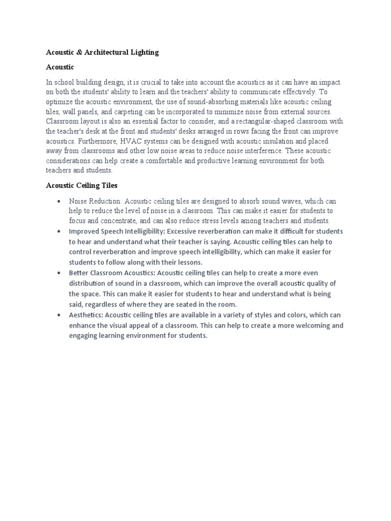 Acoustic & Architectural Lighting | PDF | Classroom | Lighting