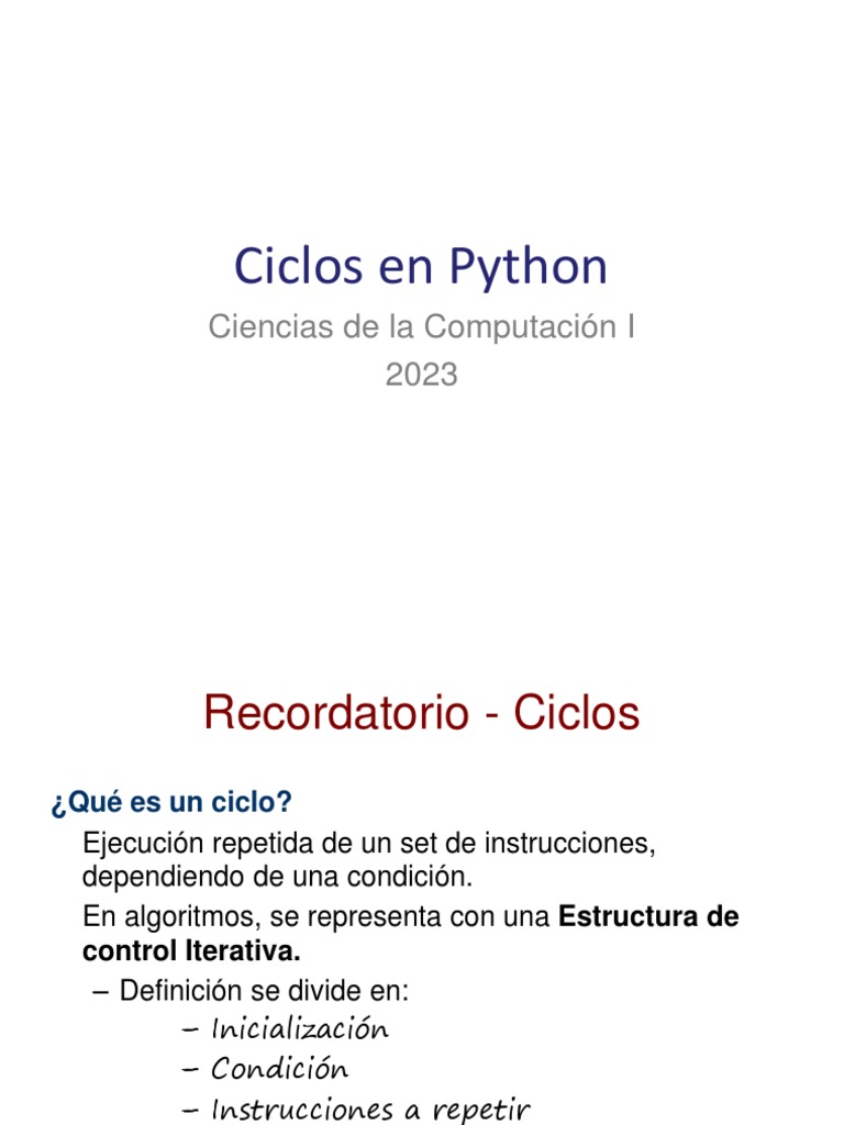 Ciclos en Python | PDF | Python (lenguaje de programación) | Flujo de ... Ciclos en Python | PDF | Python (lenguaje de programación) | Flujo de ...