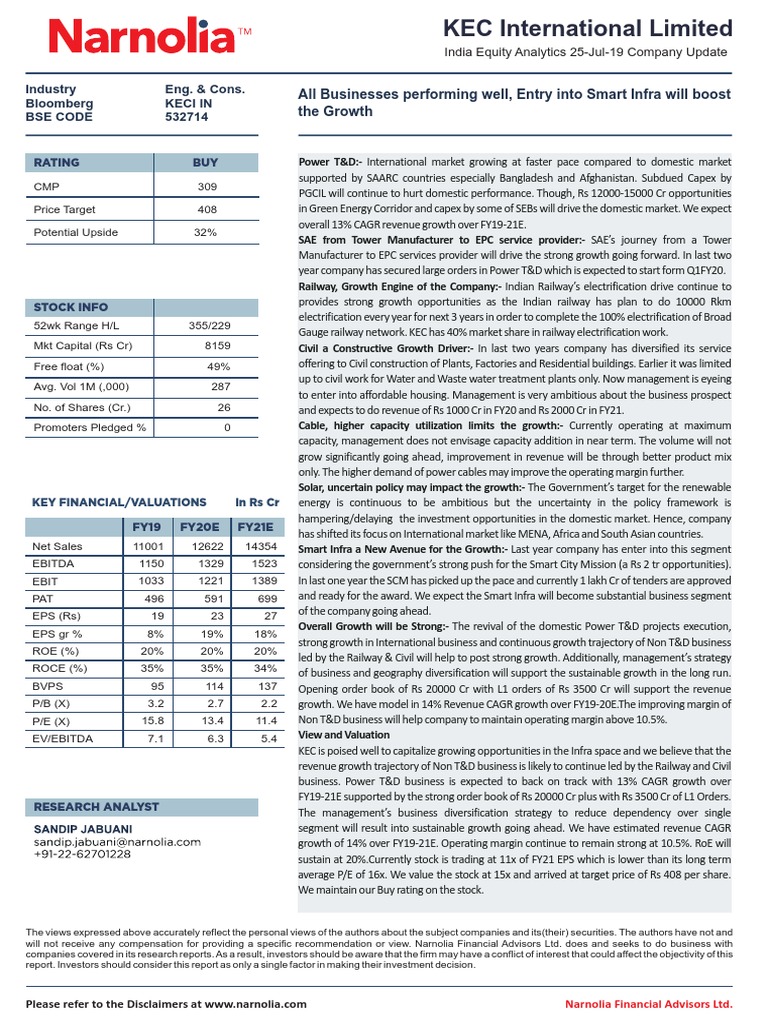 KEC's Growth in Smart Infra & Rail | PDF