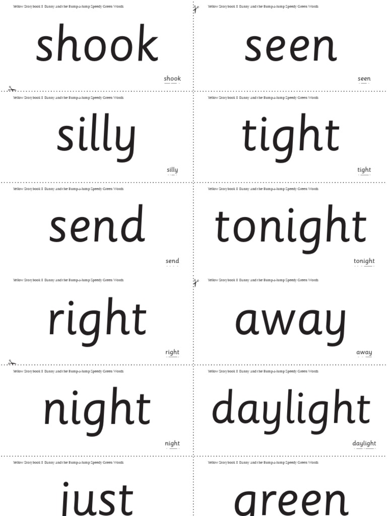Danny and The Bump A Lump Speedy Green Word Cards | PDF