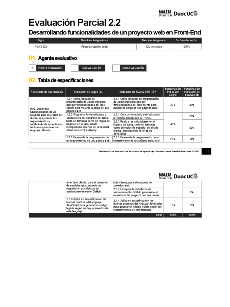 Evaluación Parcial 2.2 - Desarrollo Front-End | PDF | Script Java | Red mundial