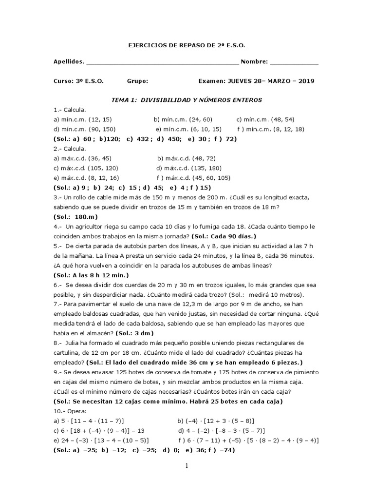 Repaso 2o Eso | PDF Repaso 2o Eso | PDF