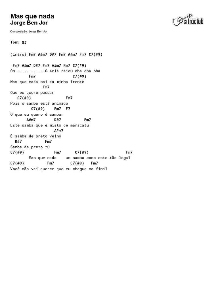 Jorge Ben Jor - Mas Que Nada | PDF