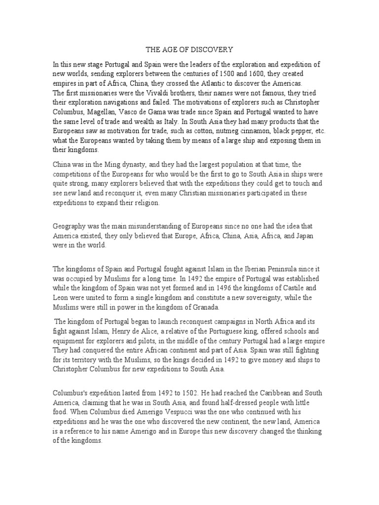 The Age of Discovery | PDF | Age Of Discovery | Exploration