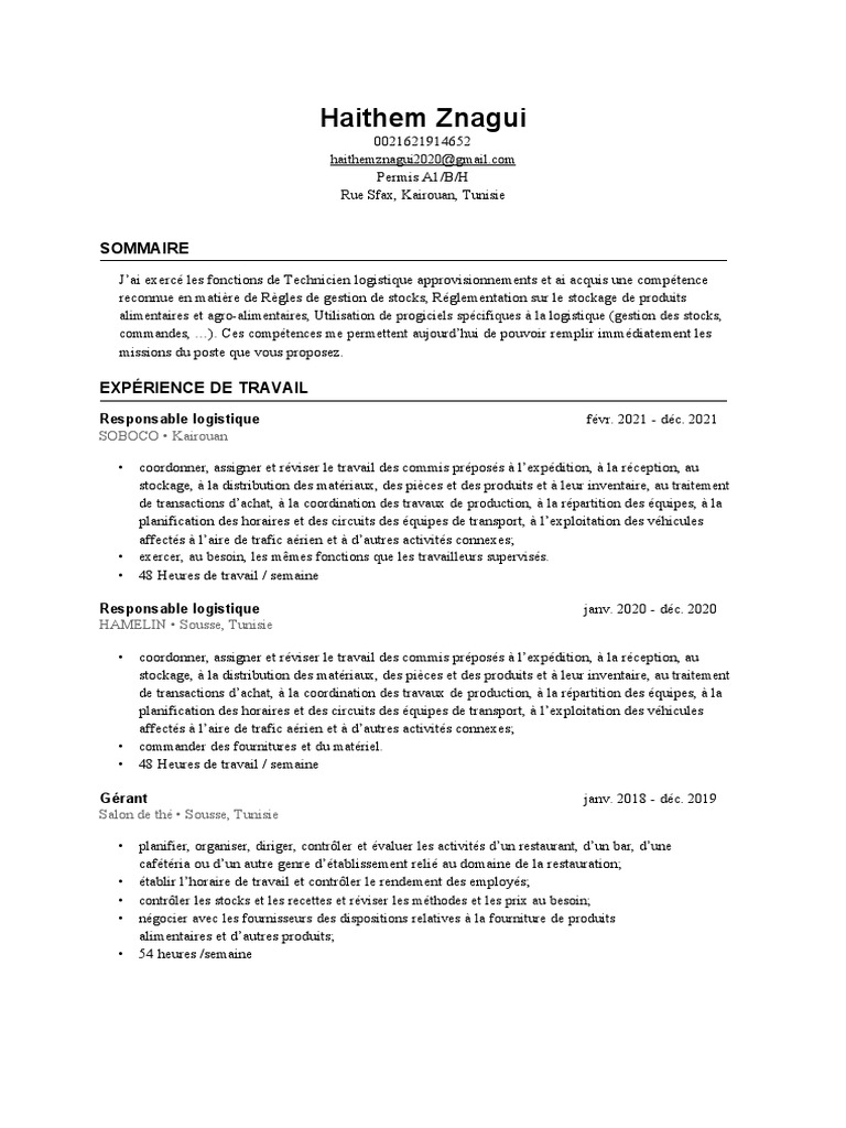 CV Canadien - Copie | PDF