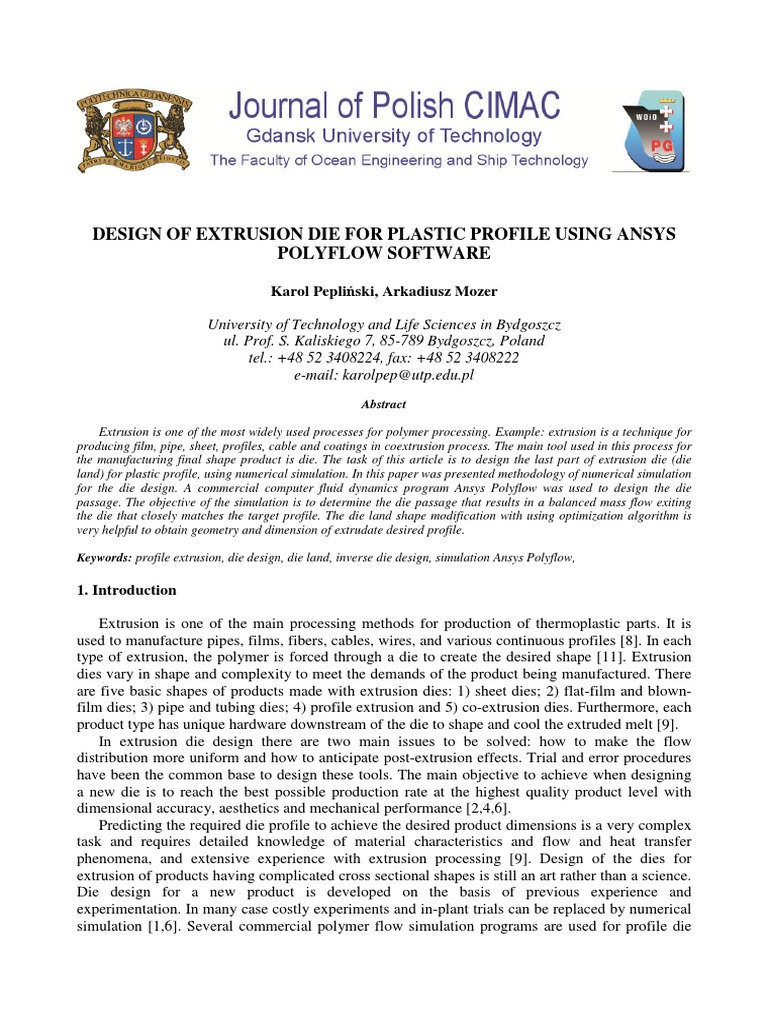 Design of Extrusion Die For Plastic Profile Using Ansys Polyflow ...