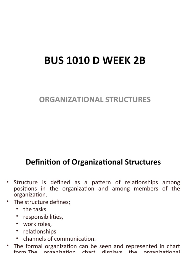 Bus 1010 Week 2B Organizational Structures | PDF | Finance & Money ...