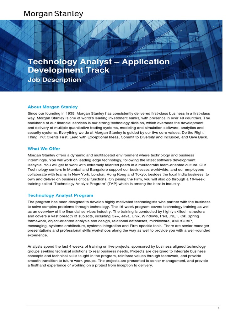 Morgan Stanley- Technology Analyst JD (App Dev Track) | PDF | Morgan ...