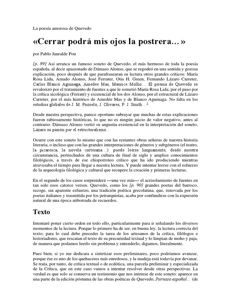 La poesía amorosa eterna de Quevedo: Un análisis del soneto "Amor constante más allá de la ...