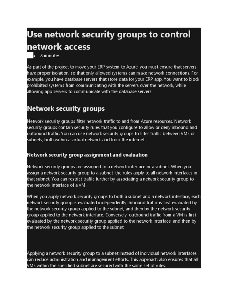 Secure And Isolate Access To Azure Resources By Using Network Security Groups And Service 5636
