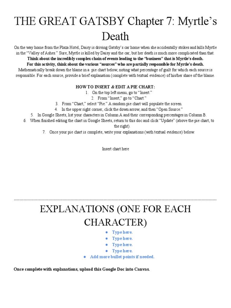 GATSBY Ch. 7_ Myrtle's Death Blame Chart (1) | PDF