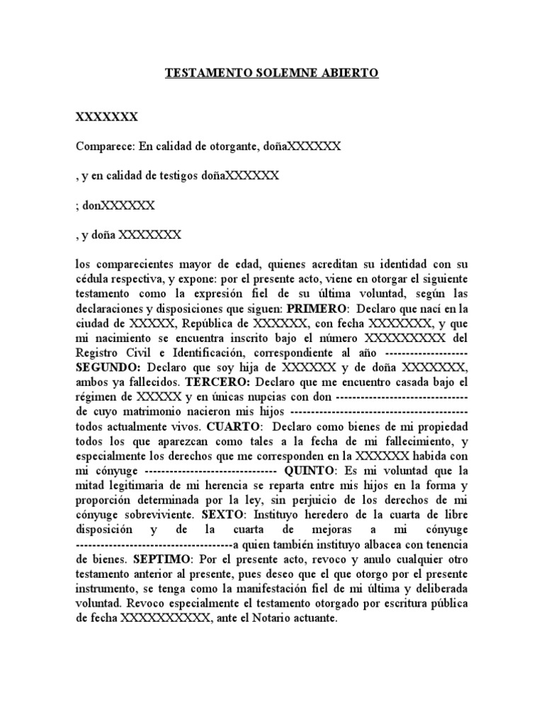 TESTAMENTO SOLEMNE ABIERTO | PDF