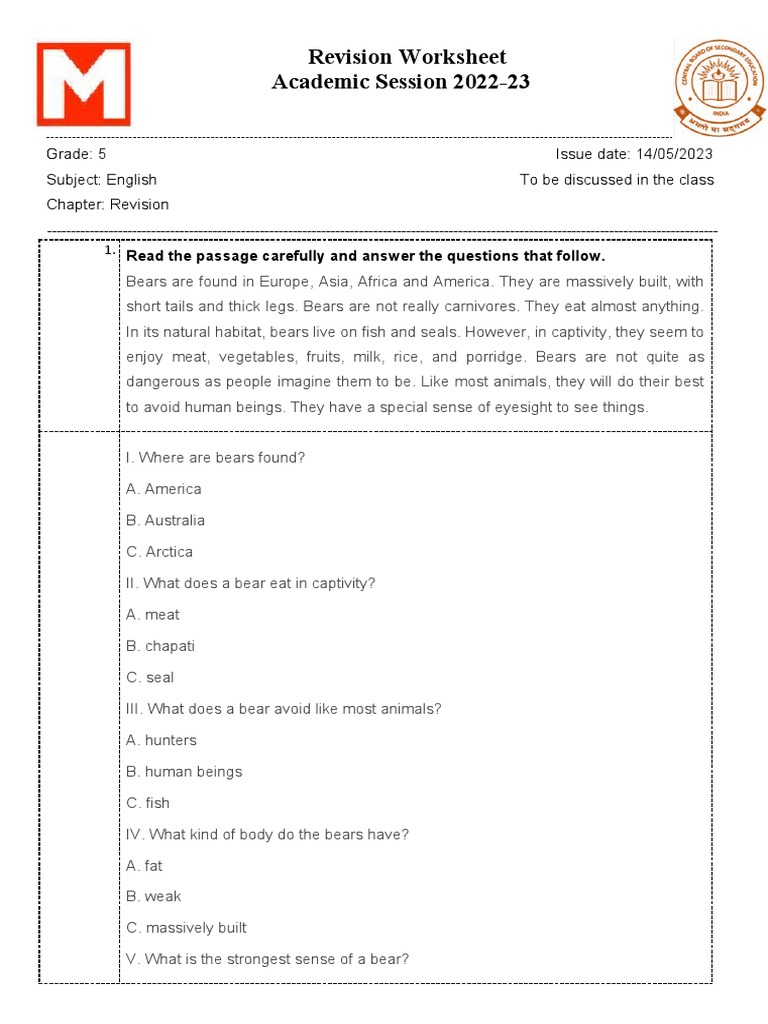 School Data DMIS Assignment 107668 G.5 - PT1 Revision Worksheet - Qs | PDF