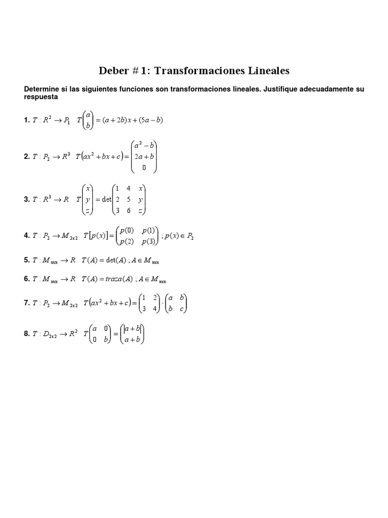 transformacion lineal | PDF | Mapa lineal | Física Matemática
