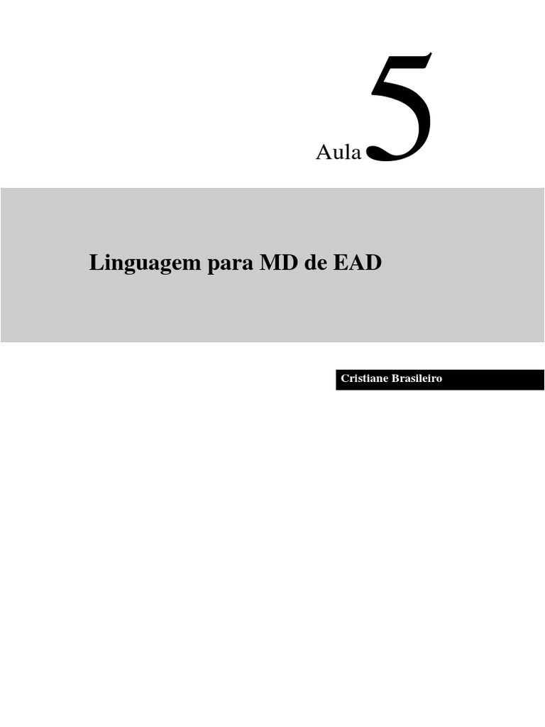 AULA 5 Linguagem para MD de EAD | PDF