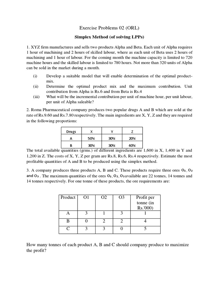 Linear Programming Exercises | PDF