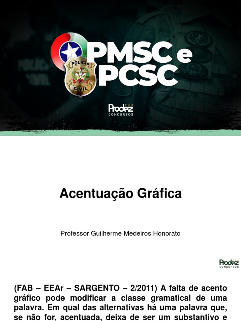 PMSC PC. Acentuação Gráfica - Parte 1-1634664742035 | PDF | Pronome ...