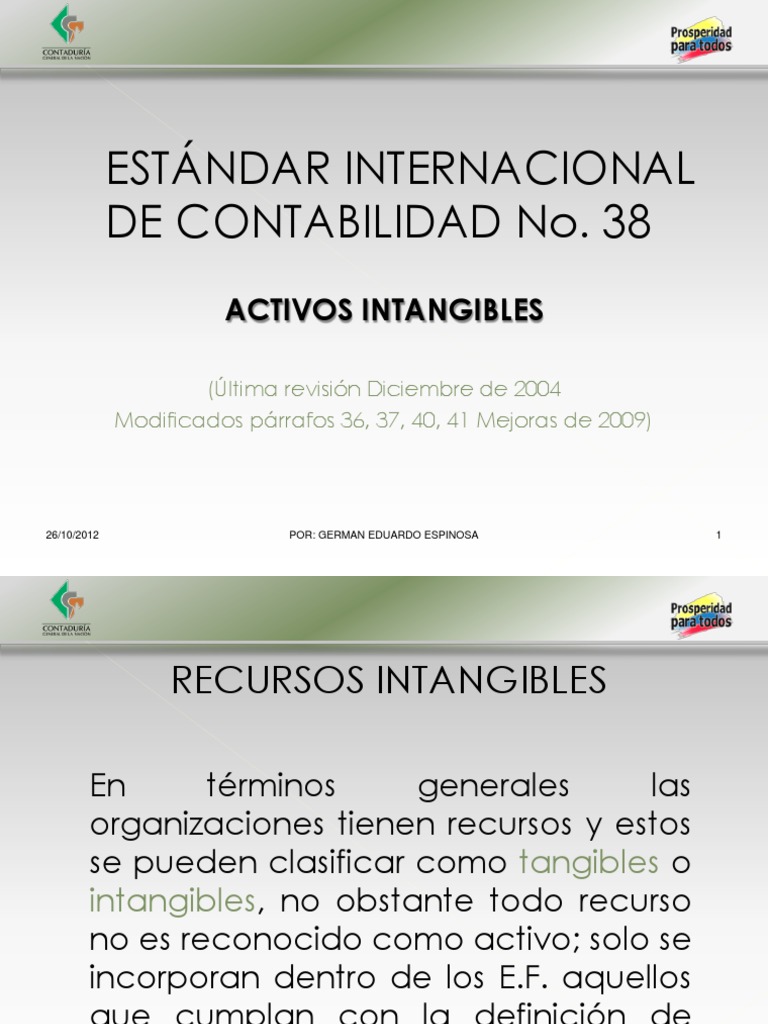 Nic 38 - Intangibles | PDF | Activo intangible | normas internacionales de INFORMACION FINANCIERA