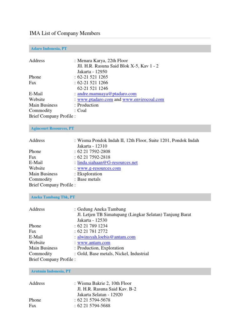 IMA Company Member Directory | PDF | Business