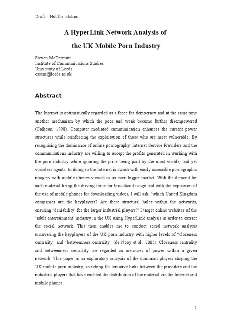 A HyperLink Network Analysis of The UK Porn Industry | PDF | Social ...