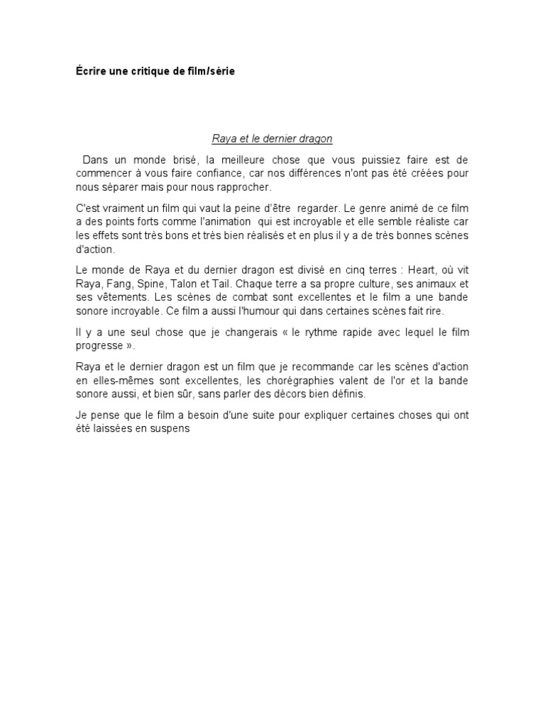 Écrire Une Critique de Film | PDF