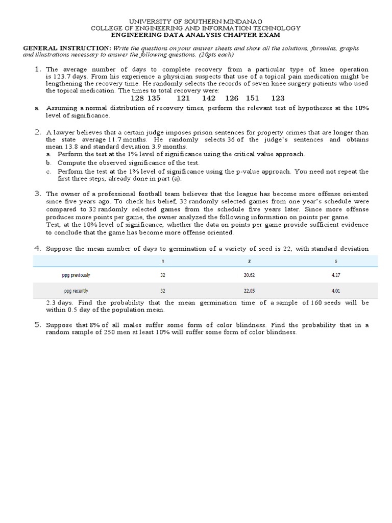 Eda Chapter-Exam | PDF | Sampling (Statistics) | P Value