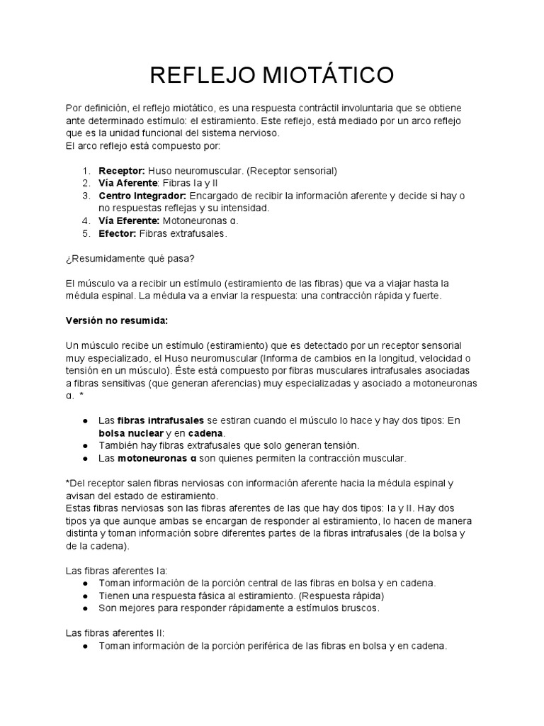 Reflexión sobre el Reflejo Miotático | PDF | Relaciones personales ...