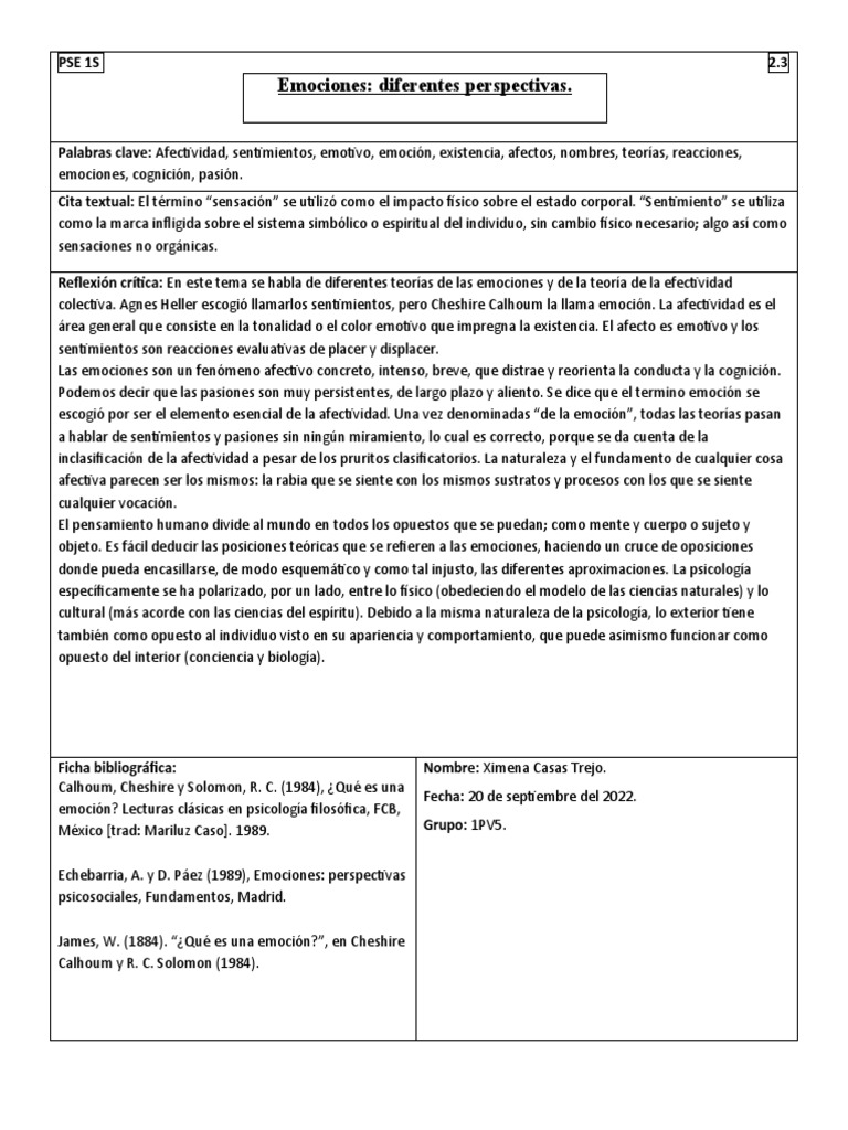 Emociones - Ficha 3 | PDF | Las emociones | Sicología