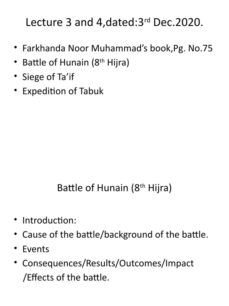 Battle of Hunain & Siege of Ta'if | PDF | Religion & Spirituality