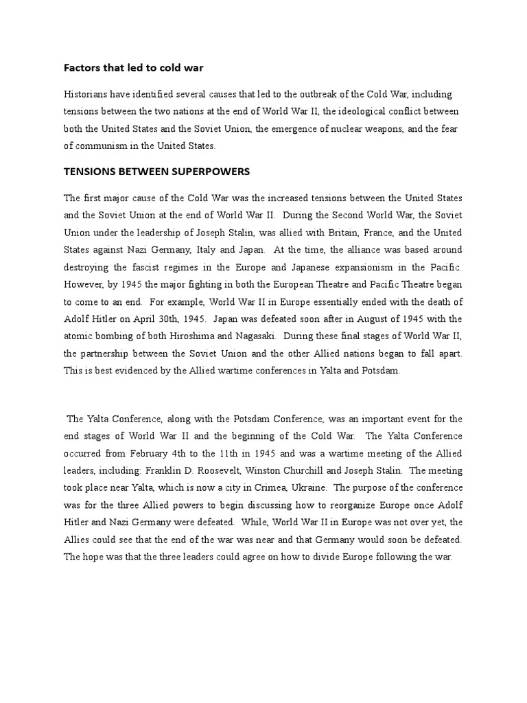 Factors That Led To Cold War | PDF | World War II | Cold War