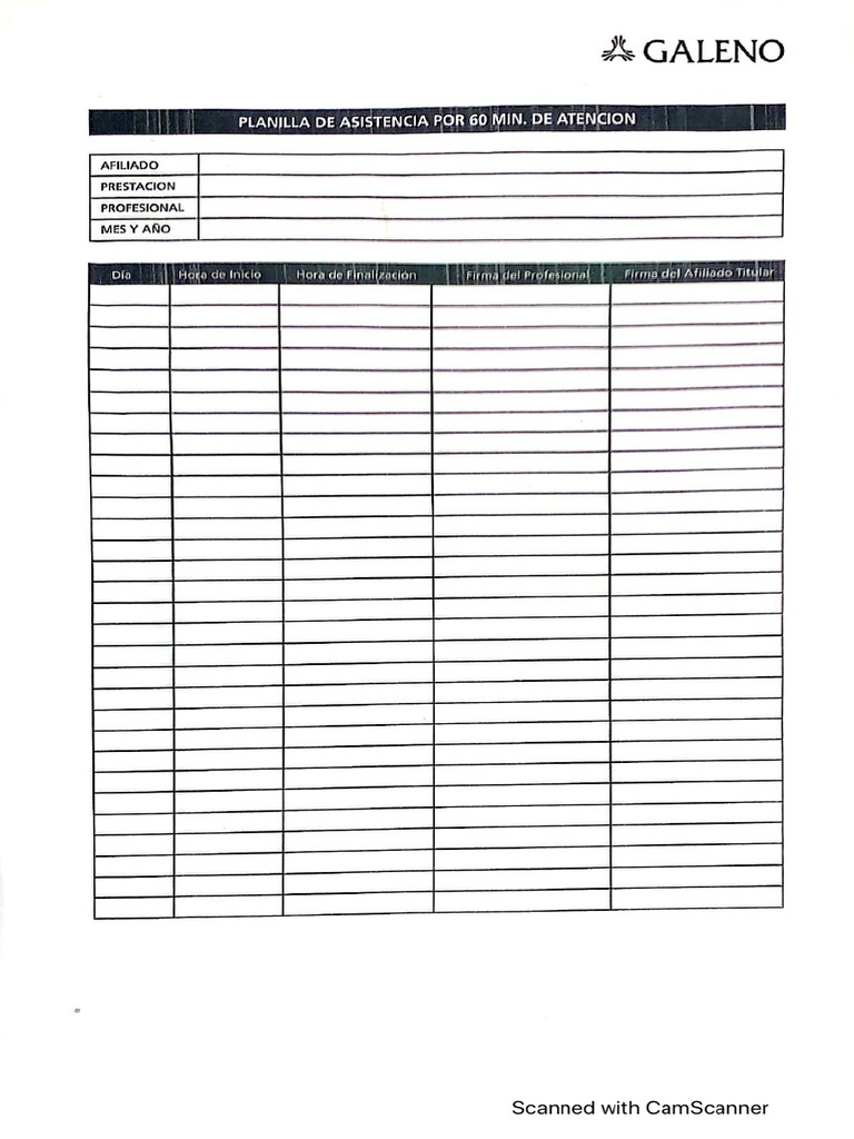 Planilla Asistencia Galeno | PDF
