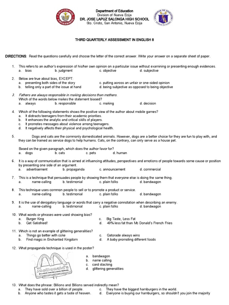 3rd Quarterly Assessment | PDF | Ramayana | Sita