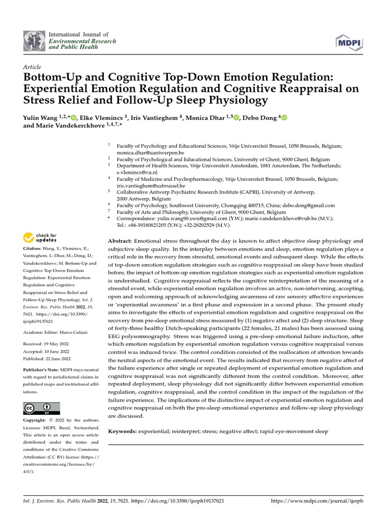 Wang Et Al 2022 Bottom-Up and Cognitive Top-Down Emotion Regulation ...