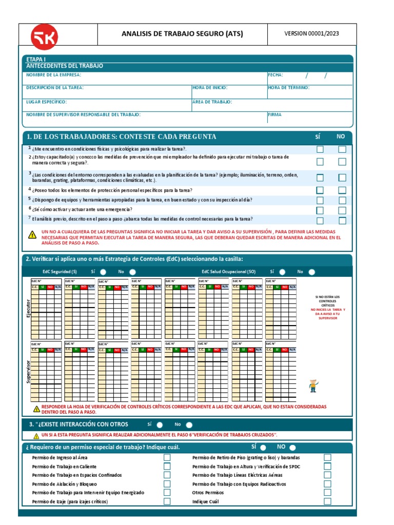 Formato Analisis de Trabajo Seguro (ATS) | PDF | Seguridad y salud ...