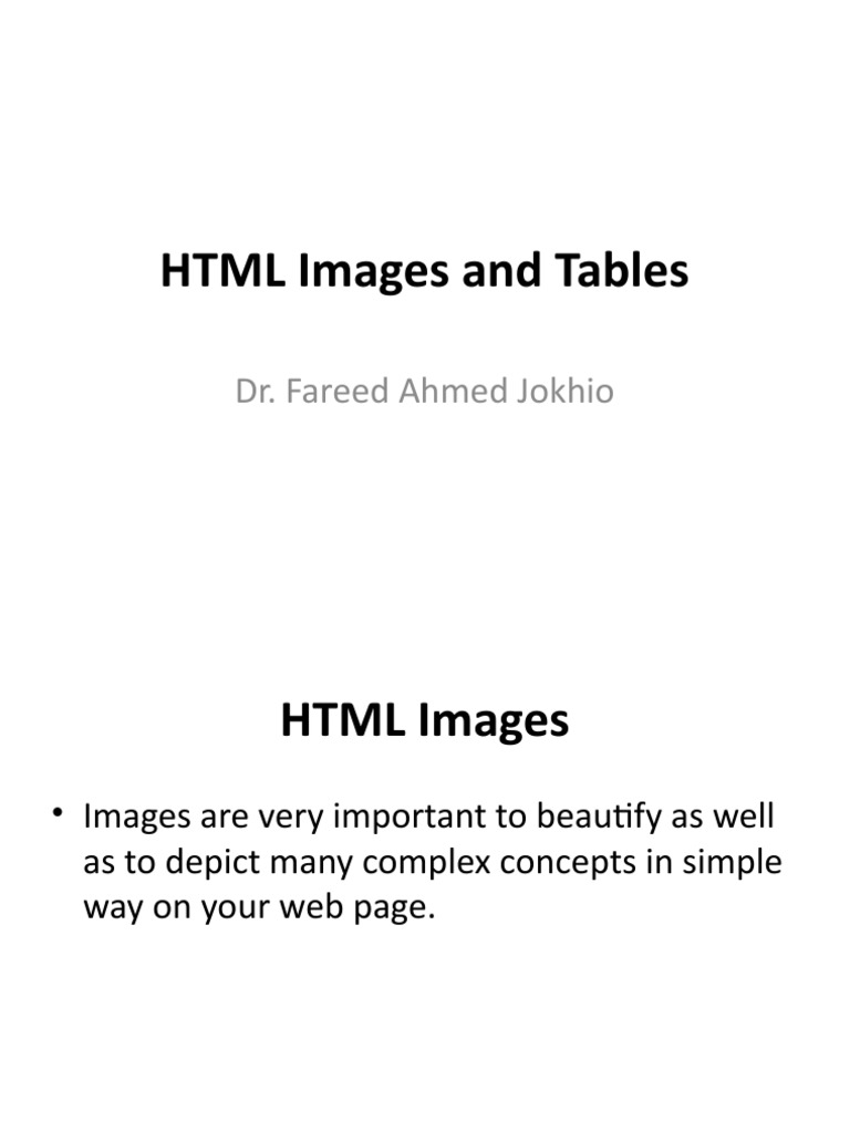 Lecture 7 - Images and Tables | PDF | Html Element | Html