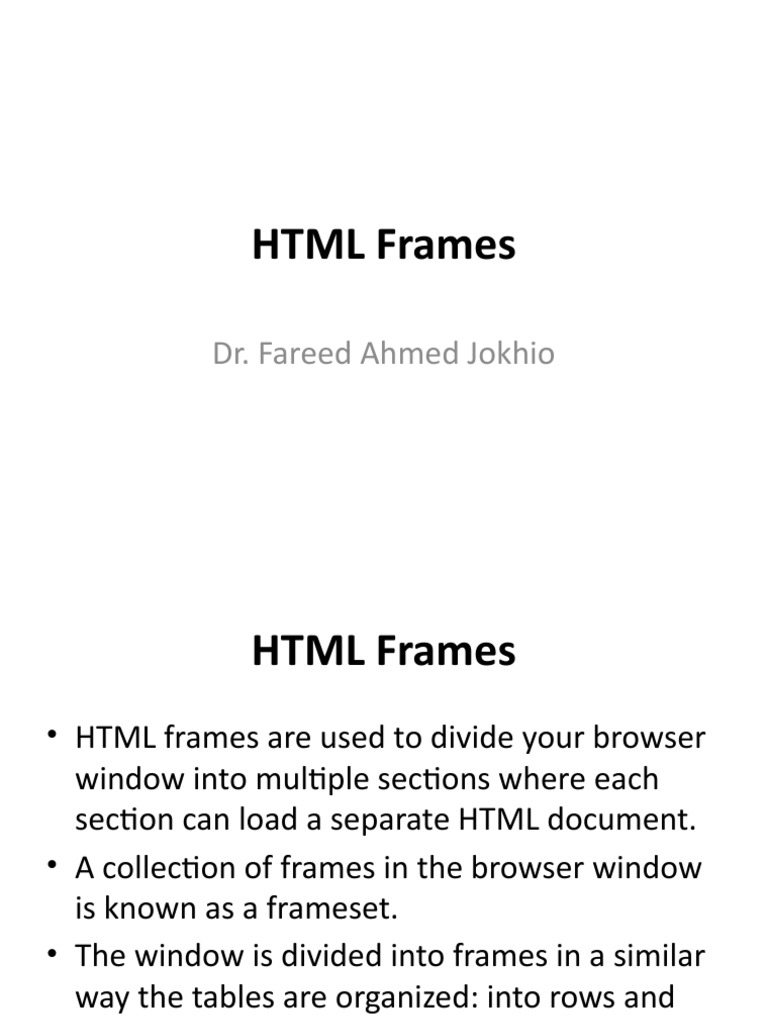 Lecture 10 - HTML Frames | PDF | Html Element | Html